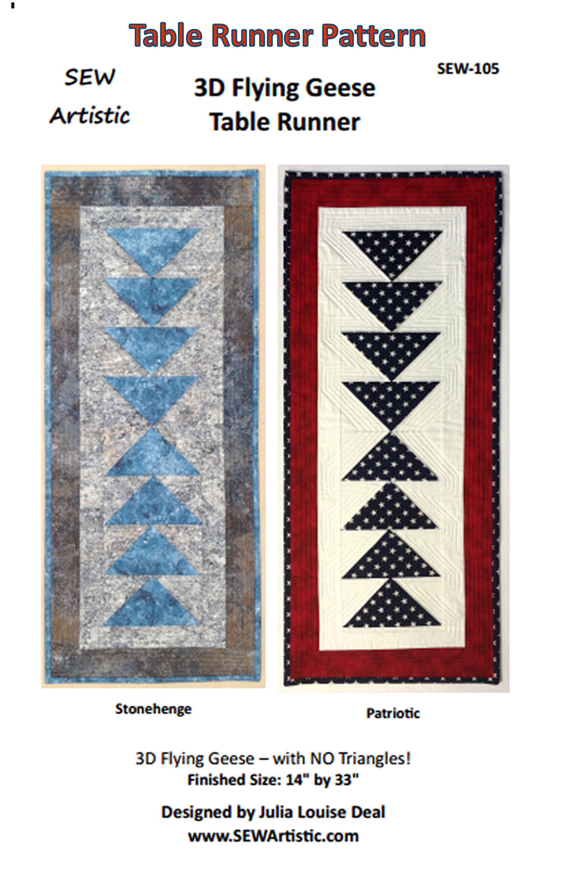 3D Flying Geese Table Runner Paper PATTERN SW or Patriotic - Etsy