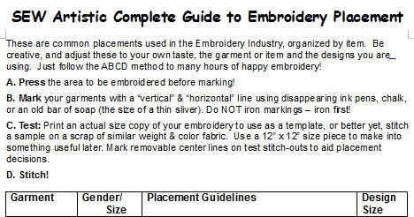 Complete Guide to Embroidery Placement - PDF File - Instant Download ...