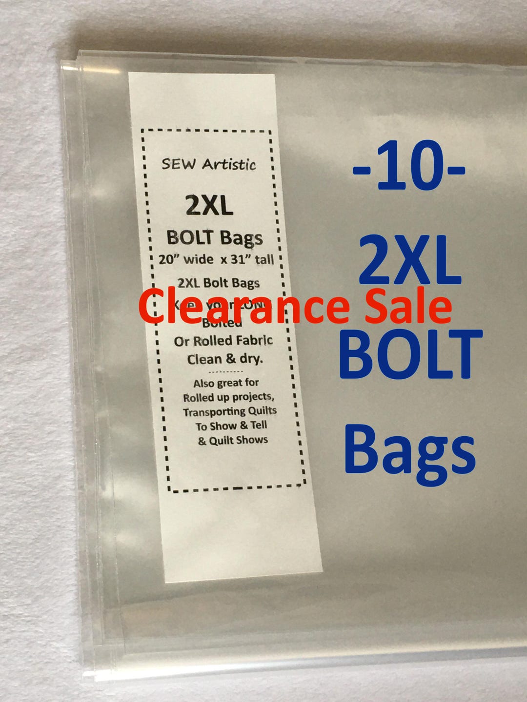 Qty 10 - 2XL HUGE BOLT Bags 20.5” Wide X 31” Tall Large Clear Plastic ...