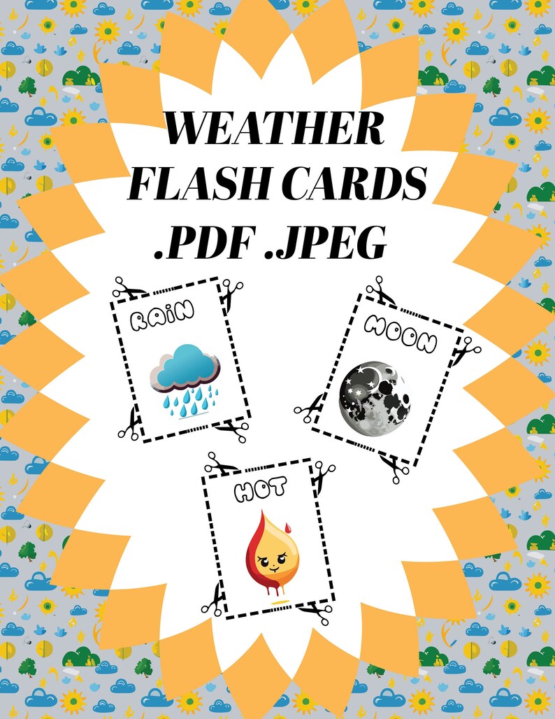 Weather Flashcards Homeschooling Teacher Tool for Toddlers - Etsy