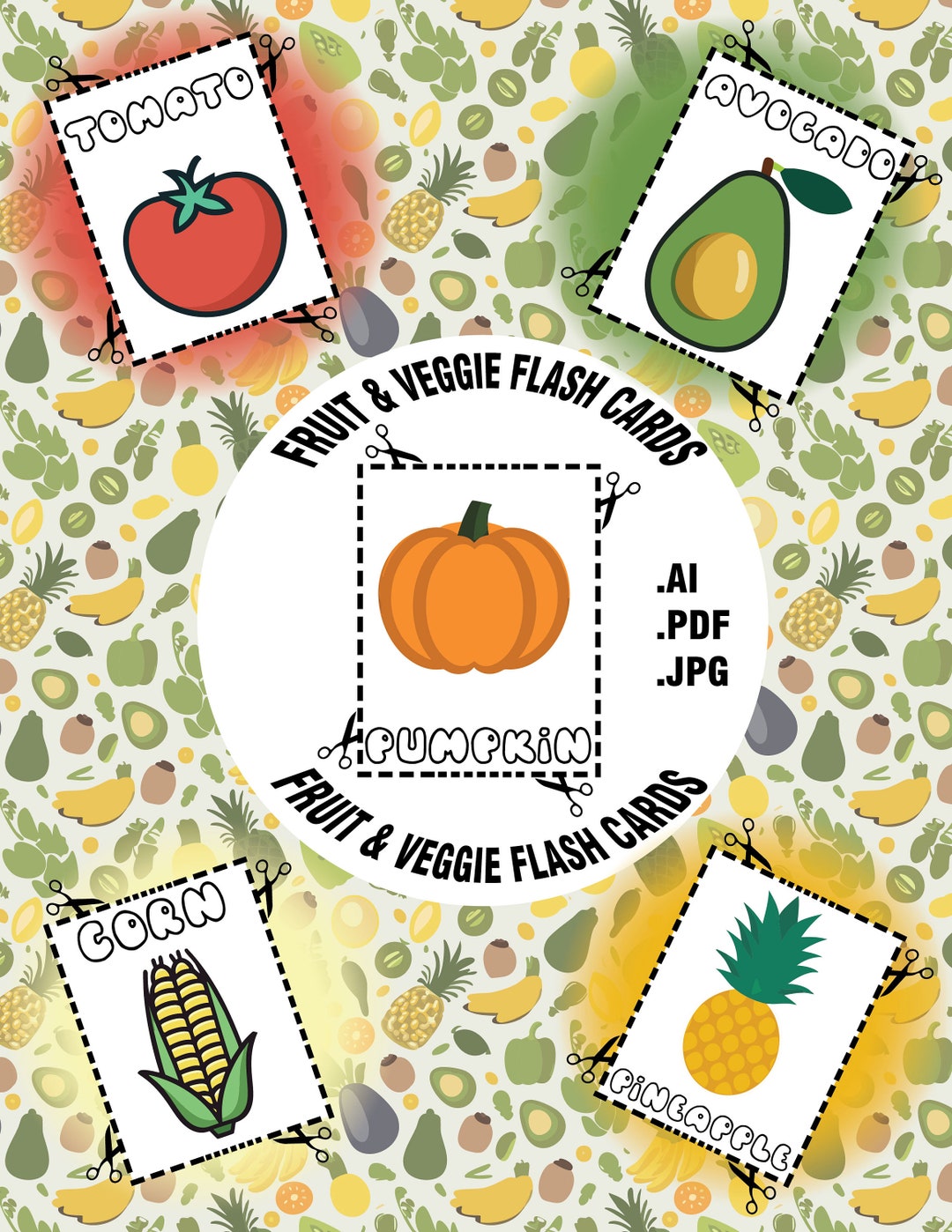 Fruit and Vegetable Flash Cards Printable Homeschool Tool - Etsy