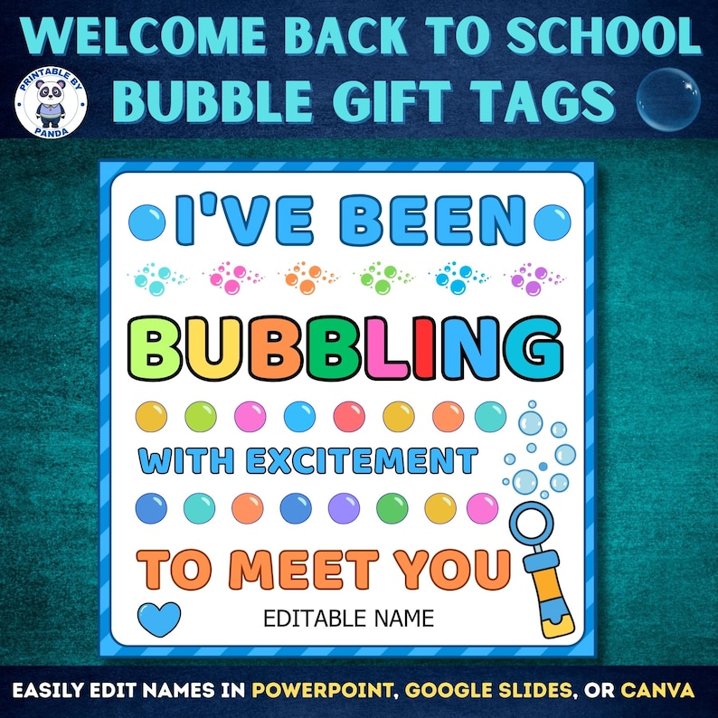 Welcome Back to School Bubble Gift Tags for Preschool Kindergarten ...