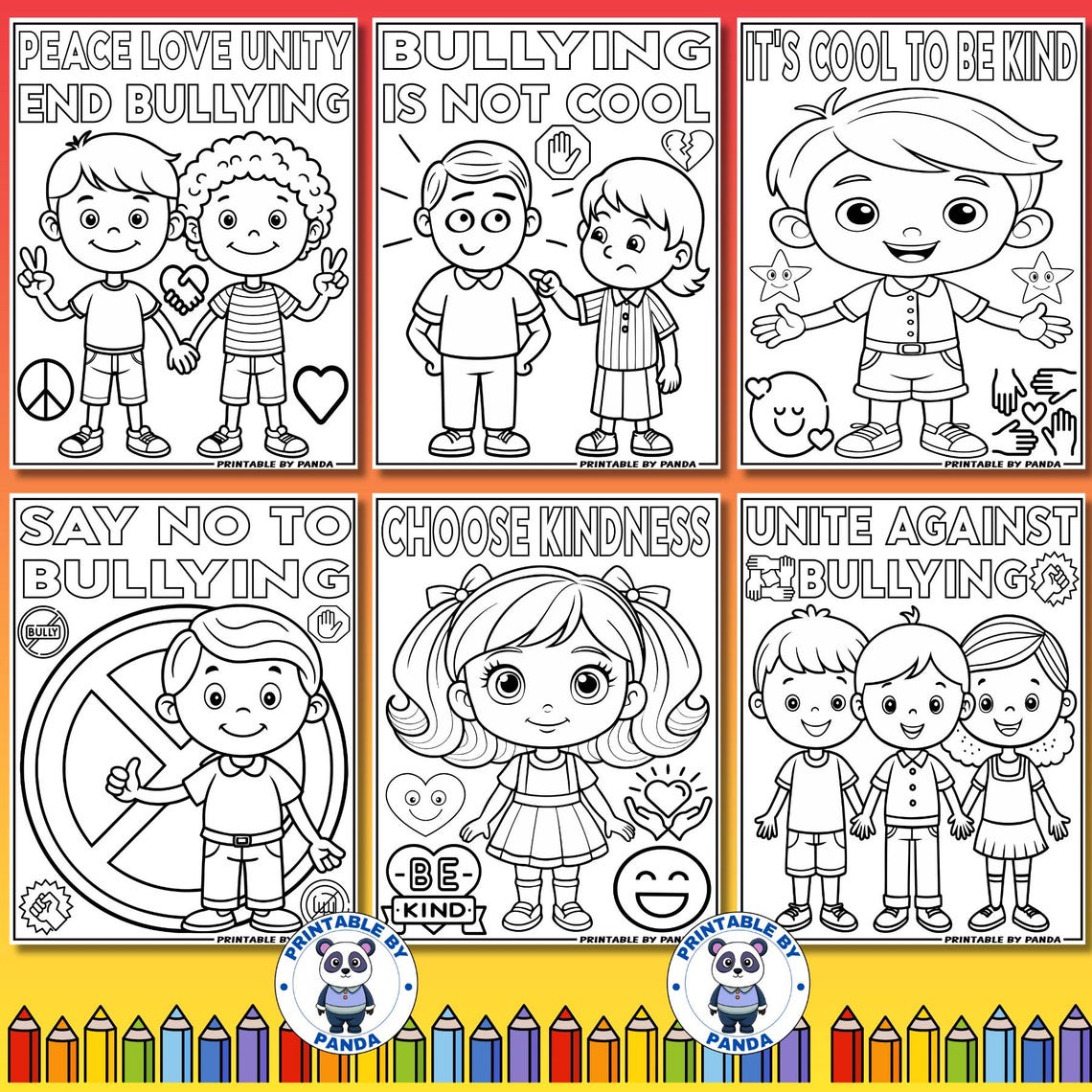 Anti Bullying Day Coloring Pages Sheets Printable | Bullying and Cyber ...