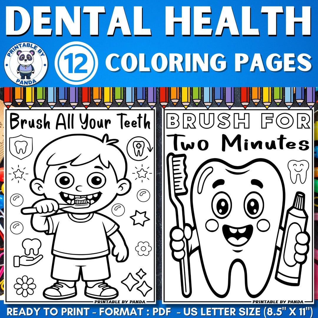 Dental Health Month Coloring Pages Sheets for Kids , Brushing Teeth ...