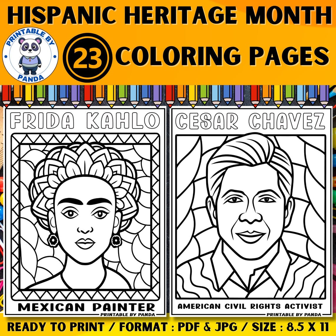 Hispanic Heritage Month Coloring Pages: Latino Leaders (PDF & JPG) - Etsy