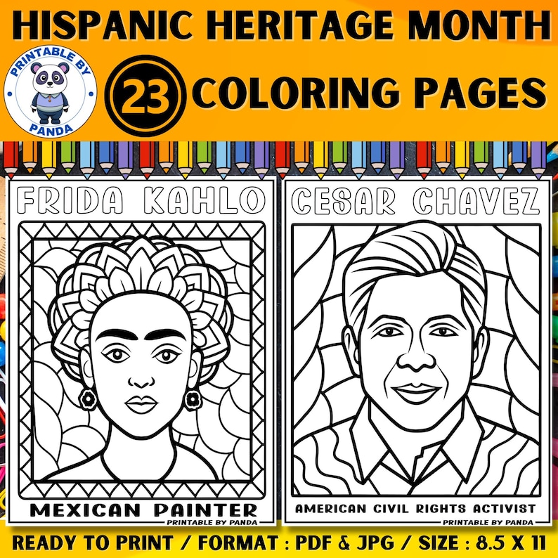 Hispanic Heritage Month Coloring Pages: Latino Leaders (PDF & JPG) - Etsy