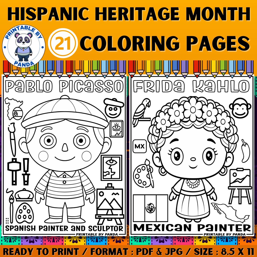 Hispanic Heritage Month Coloring Pages: Famous Latino Figures (PDF ...