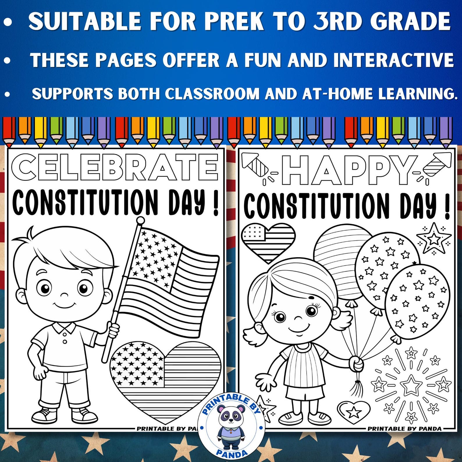 Constitution Day Coloring Pages: US Citizenship Activities (PDF & JPG ...