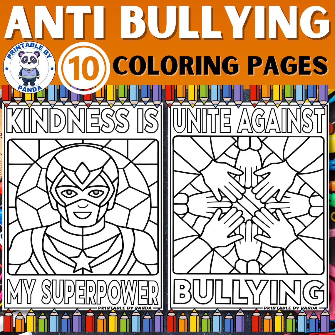 Anti Bullying Day Coloring Pages Sheets Printable | Cyber Bullying ...