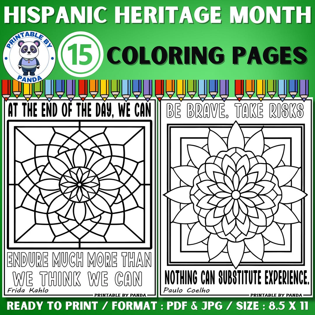 Hispanic Heritage Month Mandala Coloring Pages: Inspirational Quotes ...