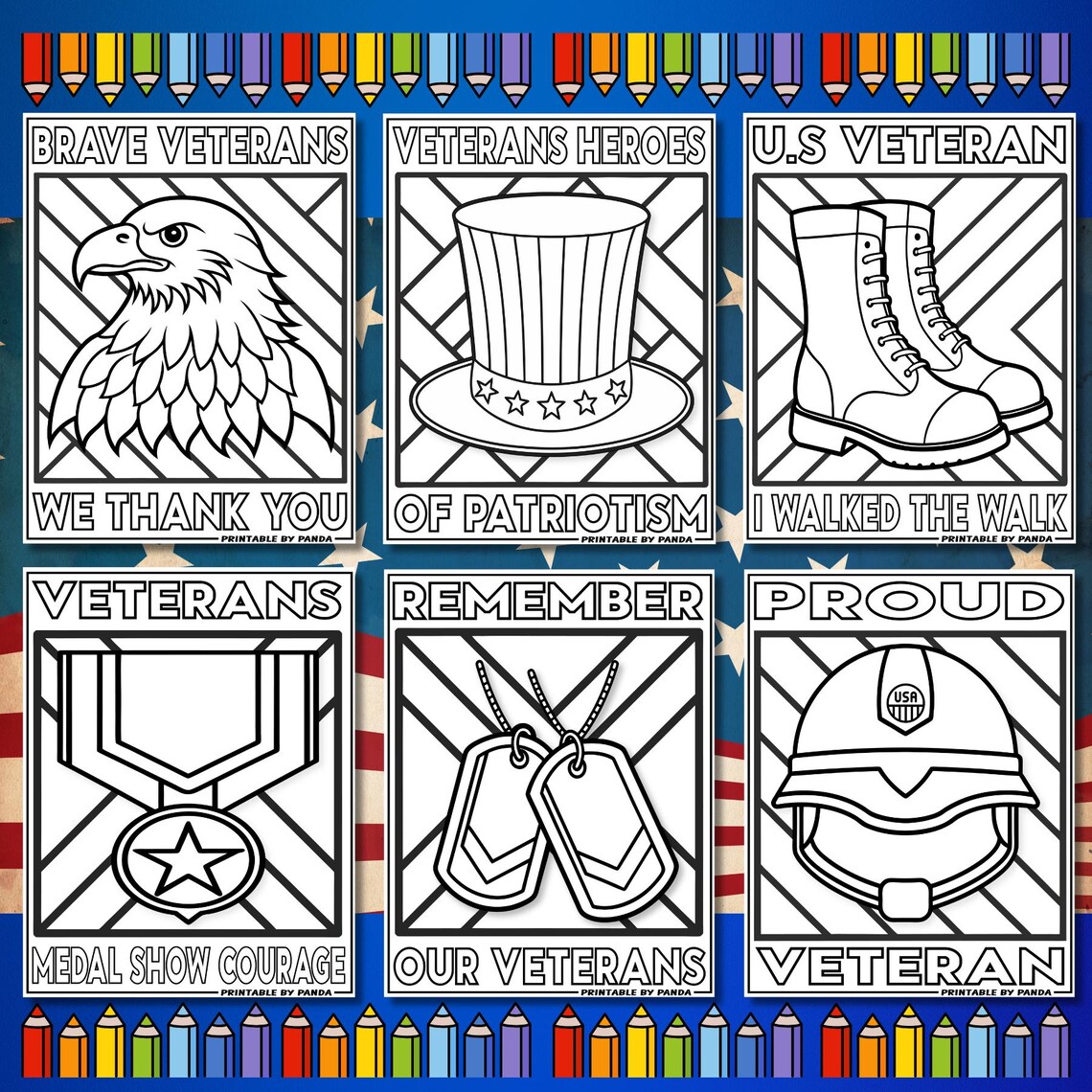 Veterans Day Coloring Pages: Kids Activities, Bulletin Board (PDF) - Etsy