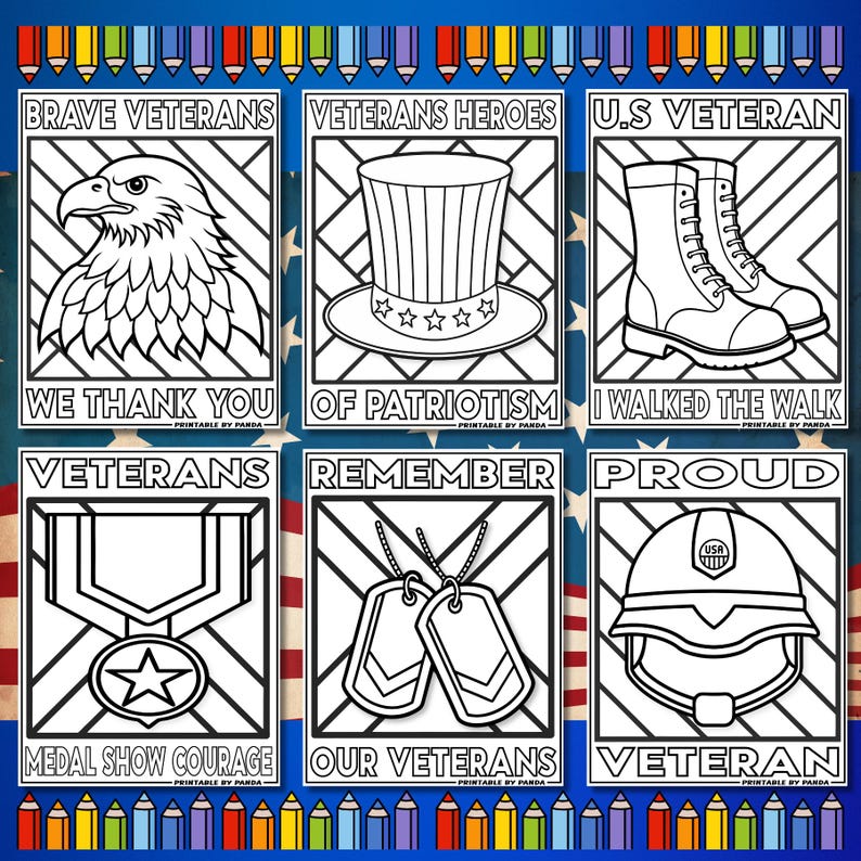 Veterans Day Coloring Pages: Kids Activities, Bulletin Board (PDF) - Etsy