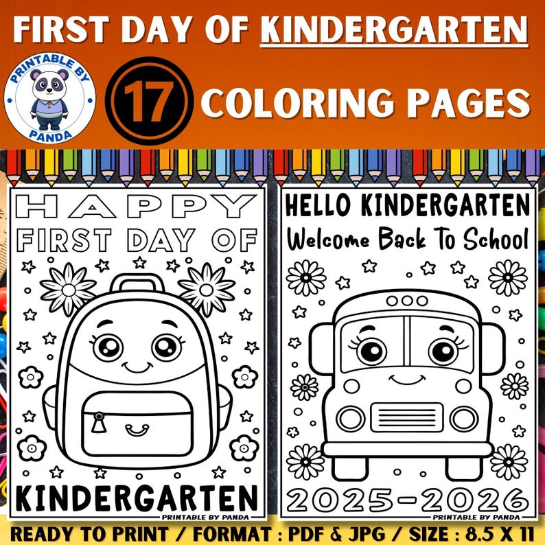 First Day of Kindergarten Coloring Pages: 17 Printable Back to School ...