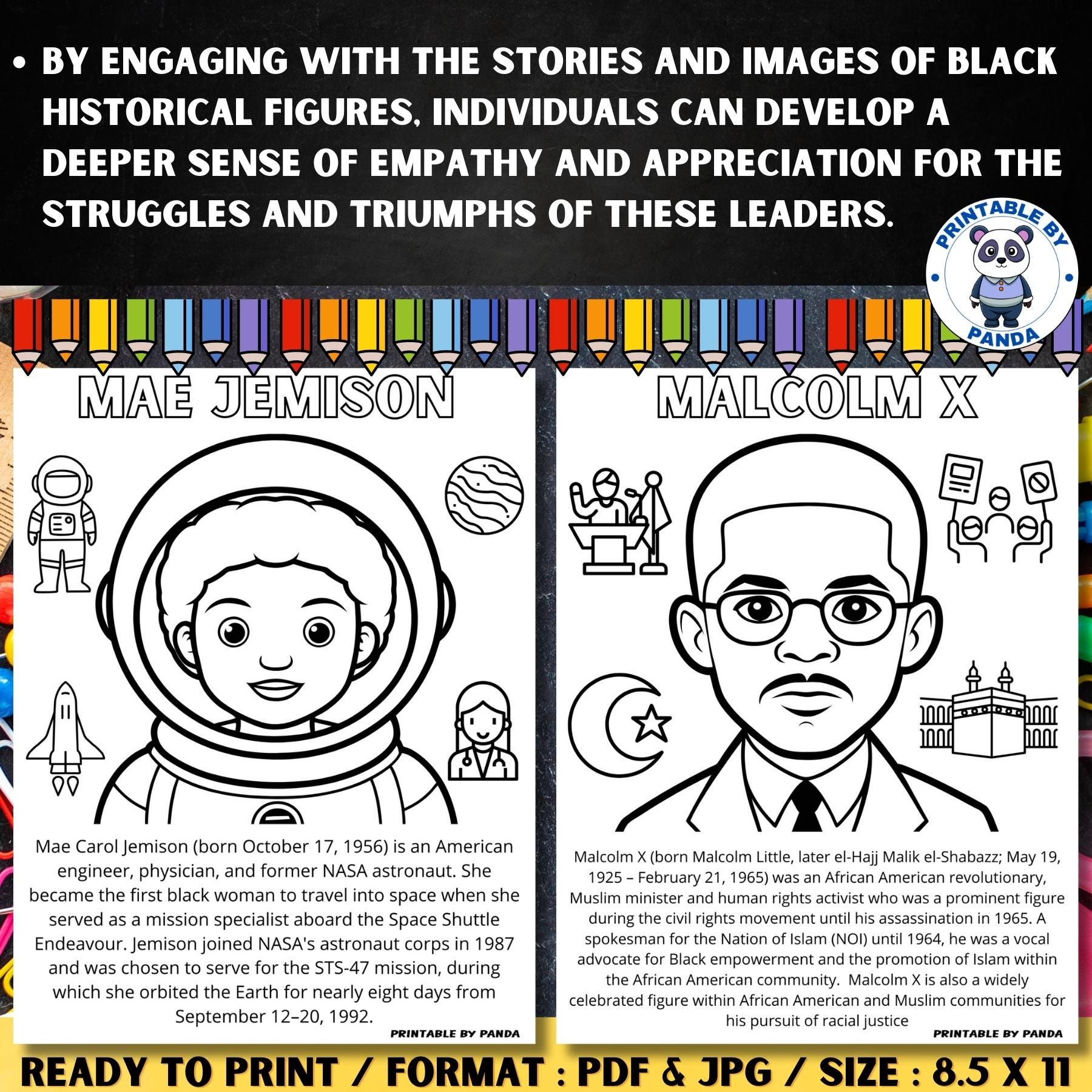 Black History Month Biographies Coloring Pages Sheets Activity ...