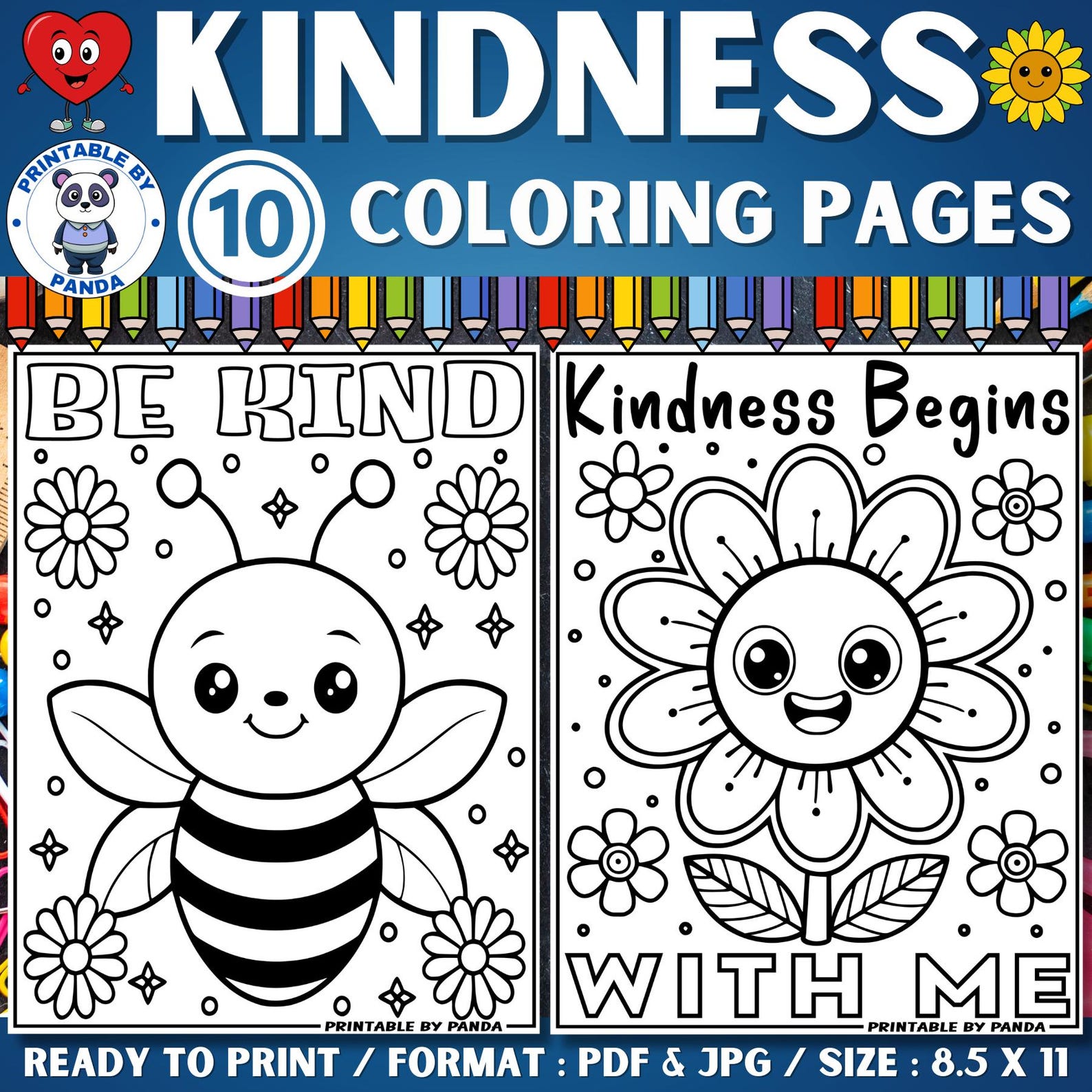 Kindness Coloring Pages: Kids Activities and Quotes (PDF & JPG) - Etsy