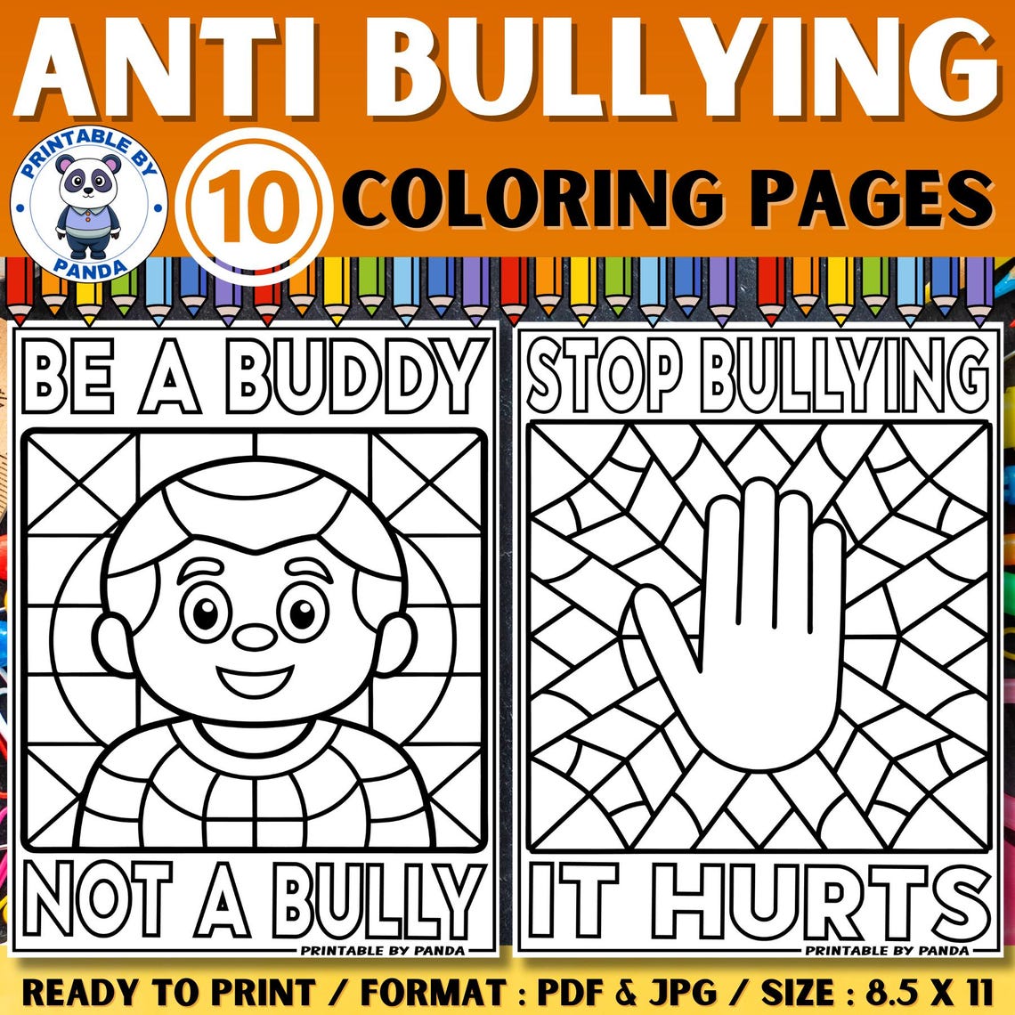 Anti Bullying Day Coloring Pages Sheets Printable | Cyber Bullying ...