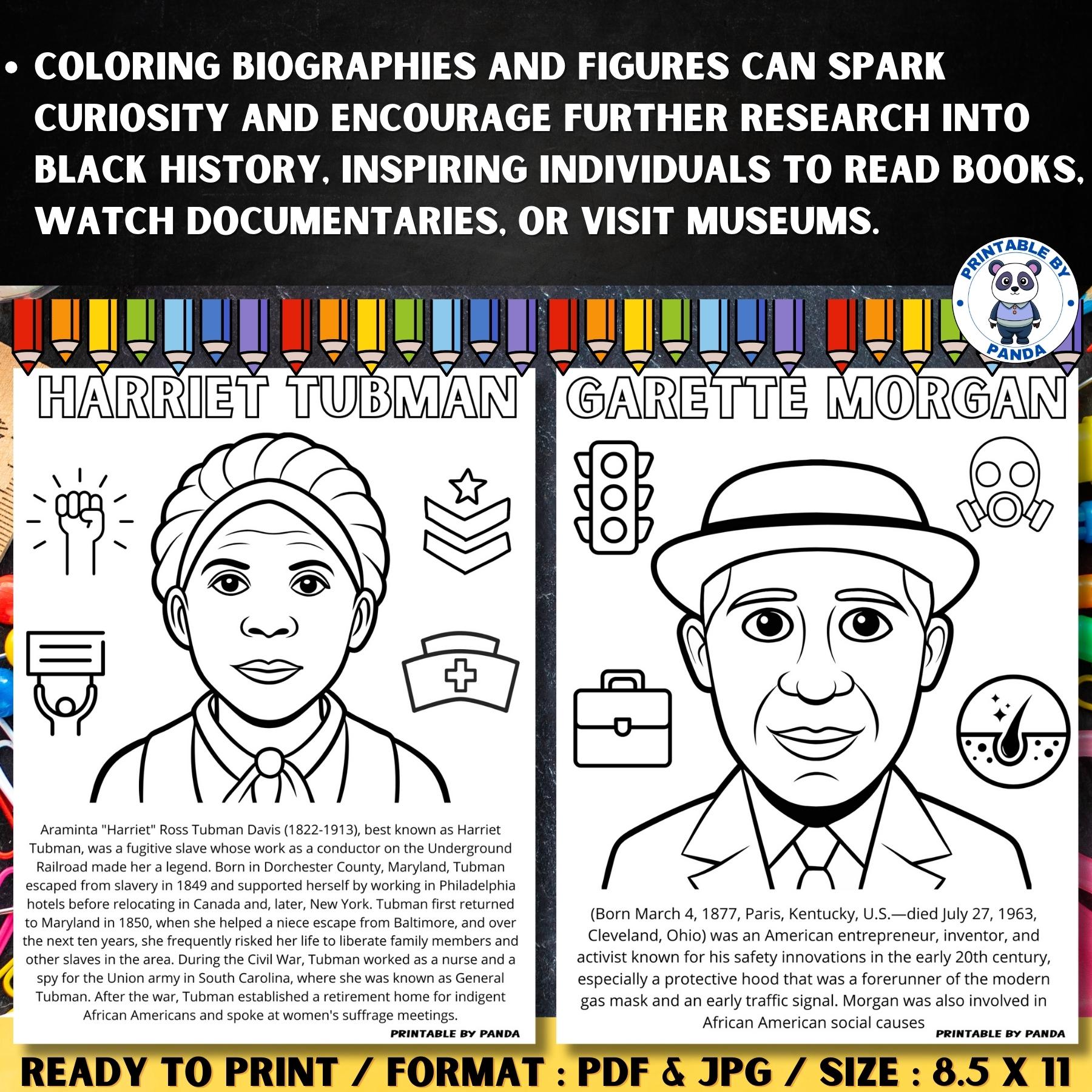 Black History Month Biographies Coloring Pages Sheets Activity ...
