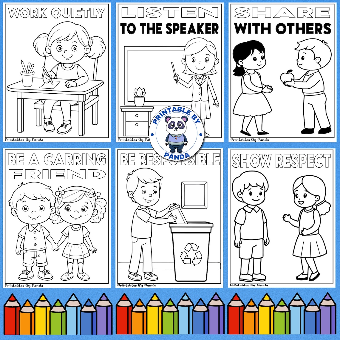 Classroom Rules Coloring Pages Sheets Poster for Kindergarten,preschool ...