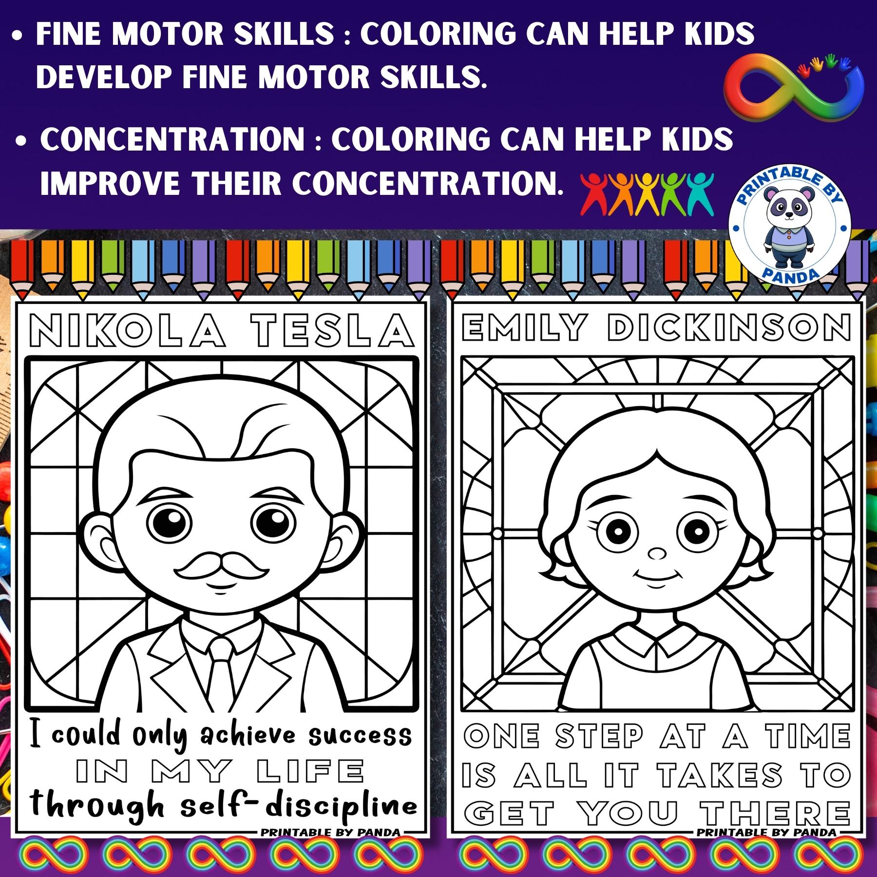Famous People With Autism Coloring Pages: Historical Figures (digital ...