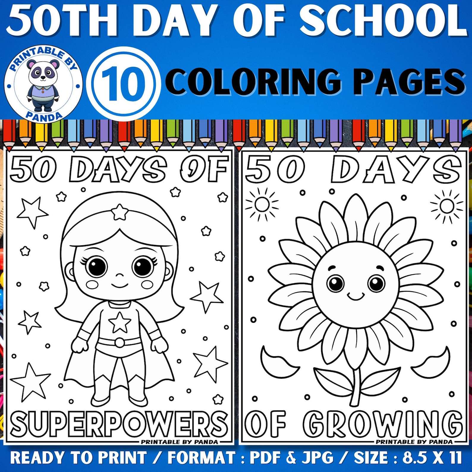 50th Day of School Coloring Sheet Activities Printable Worksheet for ...