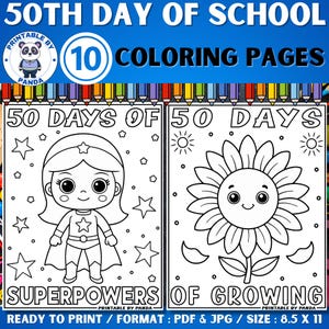 50th Day of School Coloring Sheet Activities Printable Worksheet for ...