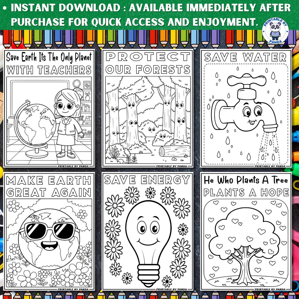 Earth Day Coloring Pages: Recycling Activities for Kids (PDF & JPG) - Etsy