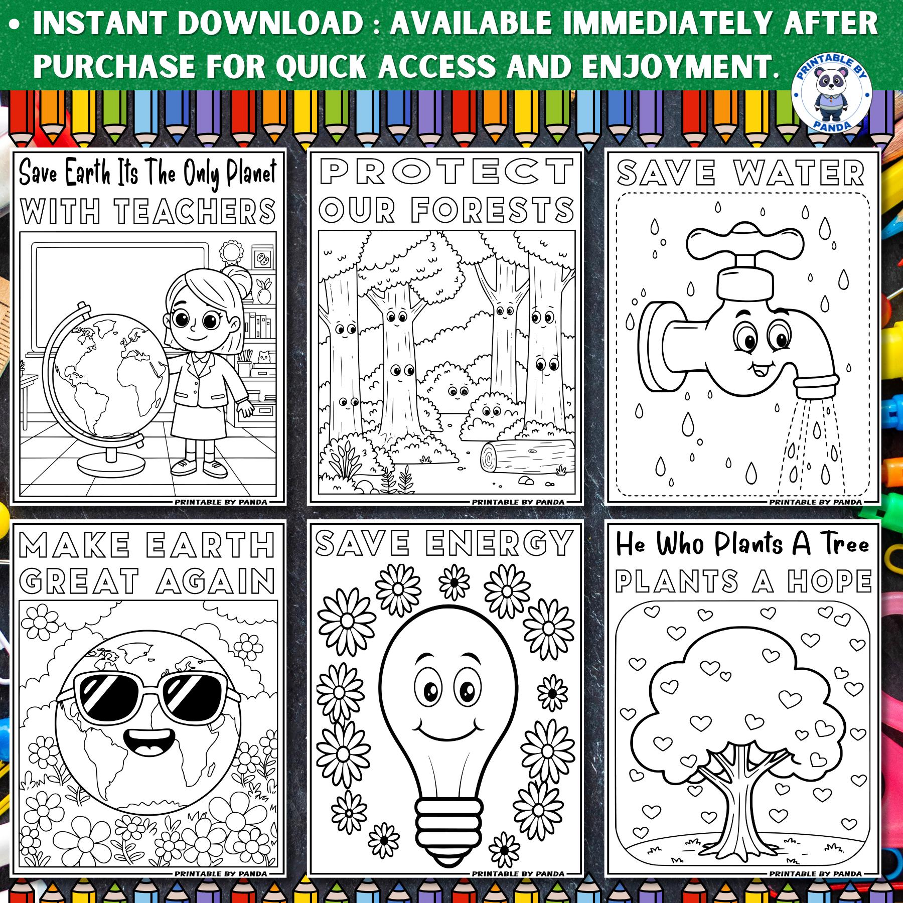 Earth Day Coloring Pages: Recycling Activities for Kids (PDF & JPG) - Etsy