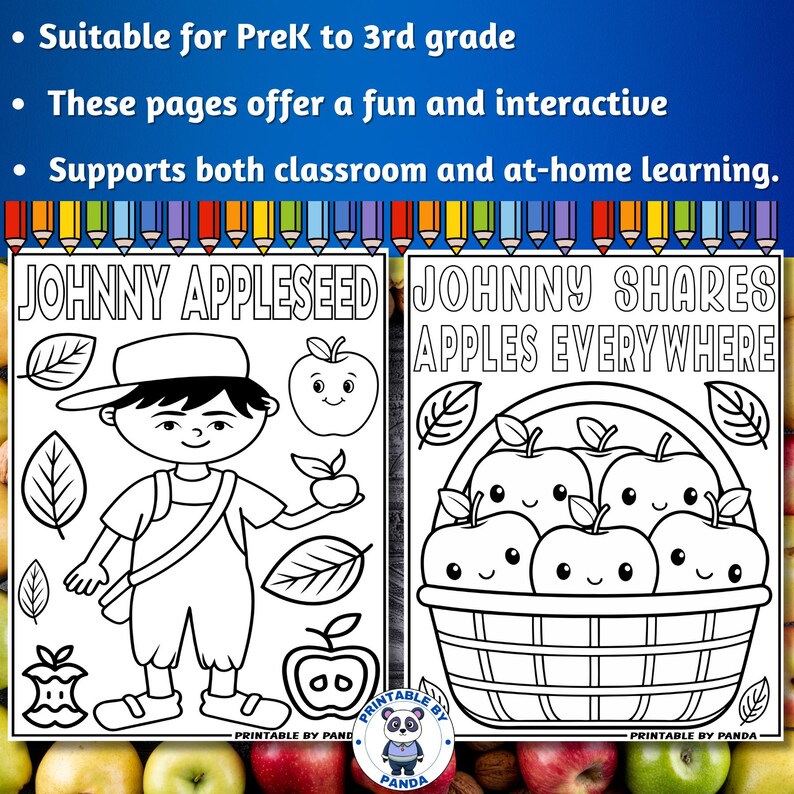 Johnny Appleseed Coloring Pages for Kids Printable Activities Bulletin ...