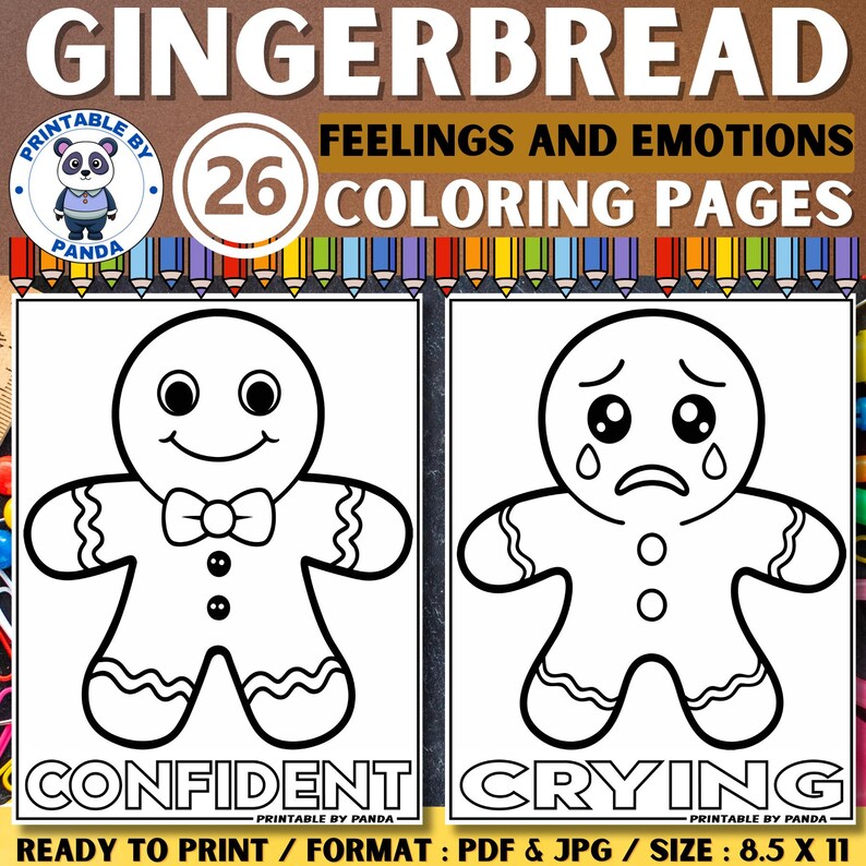 Gingerbread Man Emotions Coloring Pages: Winter Activities (PDF & JPG ...