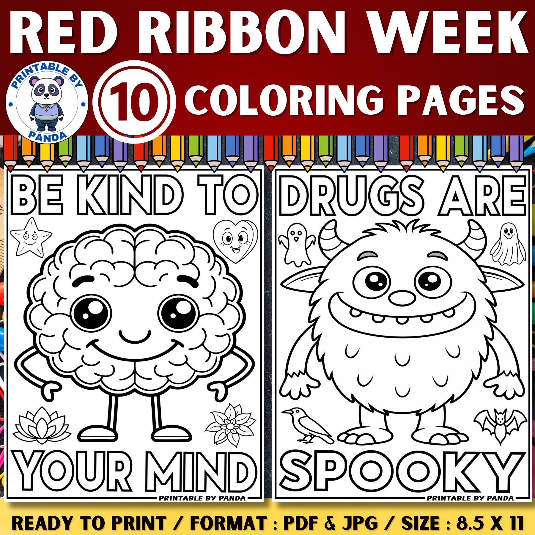 Red Ribbon Week Coloring Pages , 10 Printable Activities (PDF & JPG ...