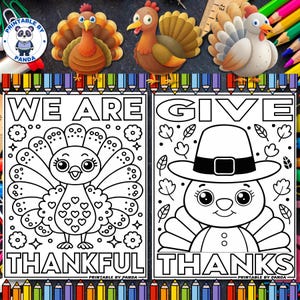Turkey Thanksgiving Coloring Pages: Gratitude Activities (PDF & JPG) - Etsy