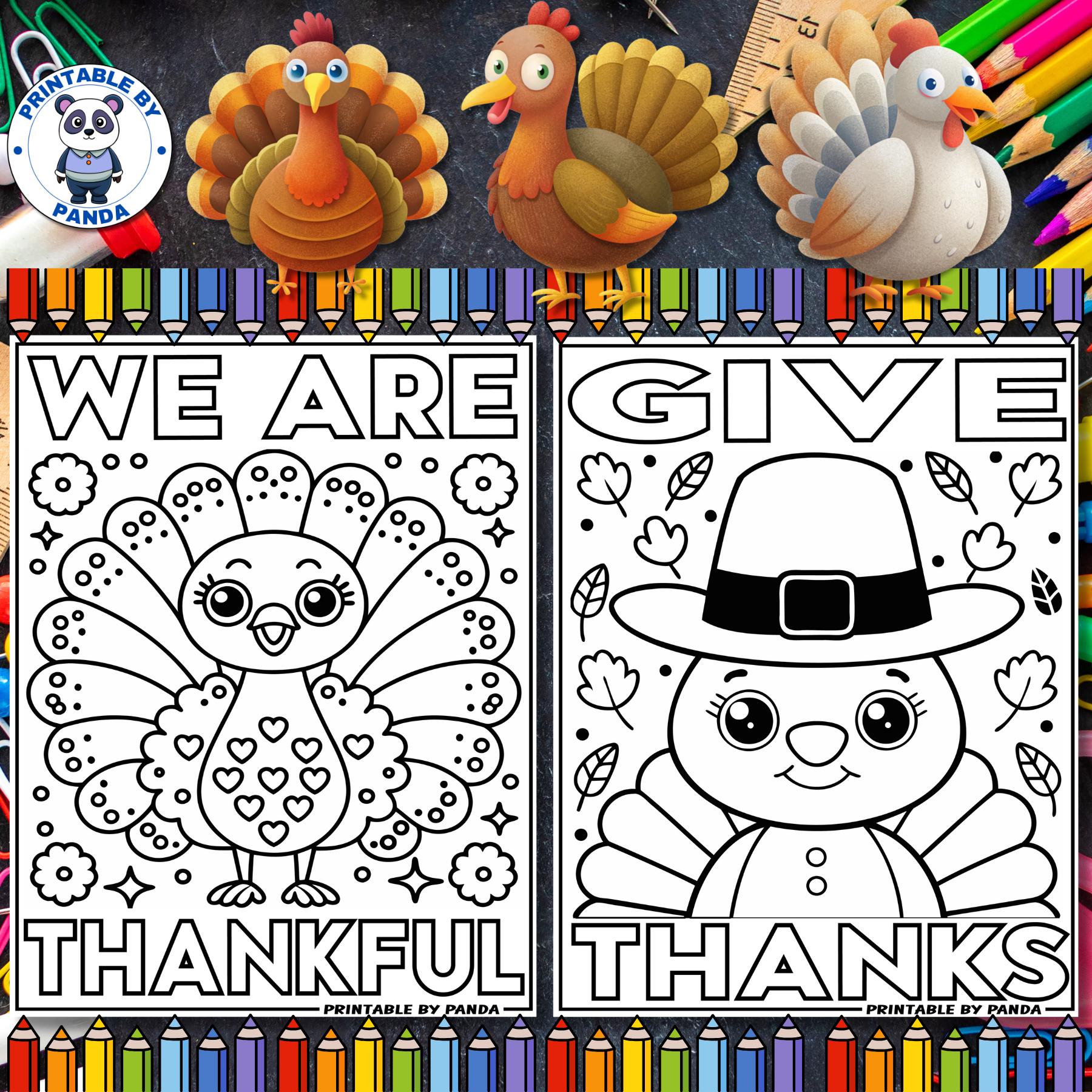 Turkey Thanksgiving Coloring Pages: Gratitude Activities (PDF & JPG) - Etsy
