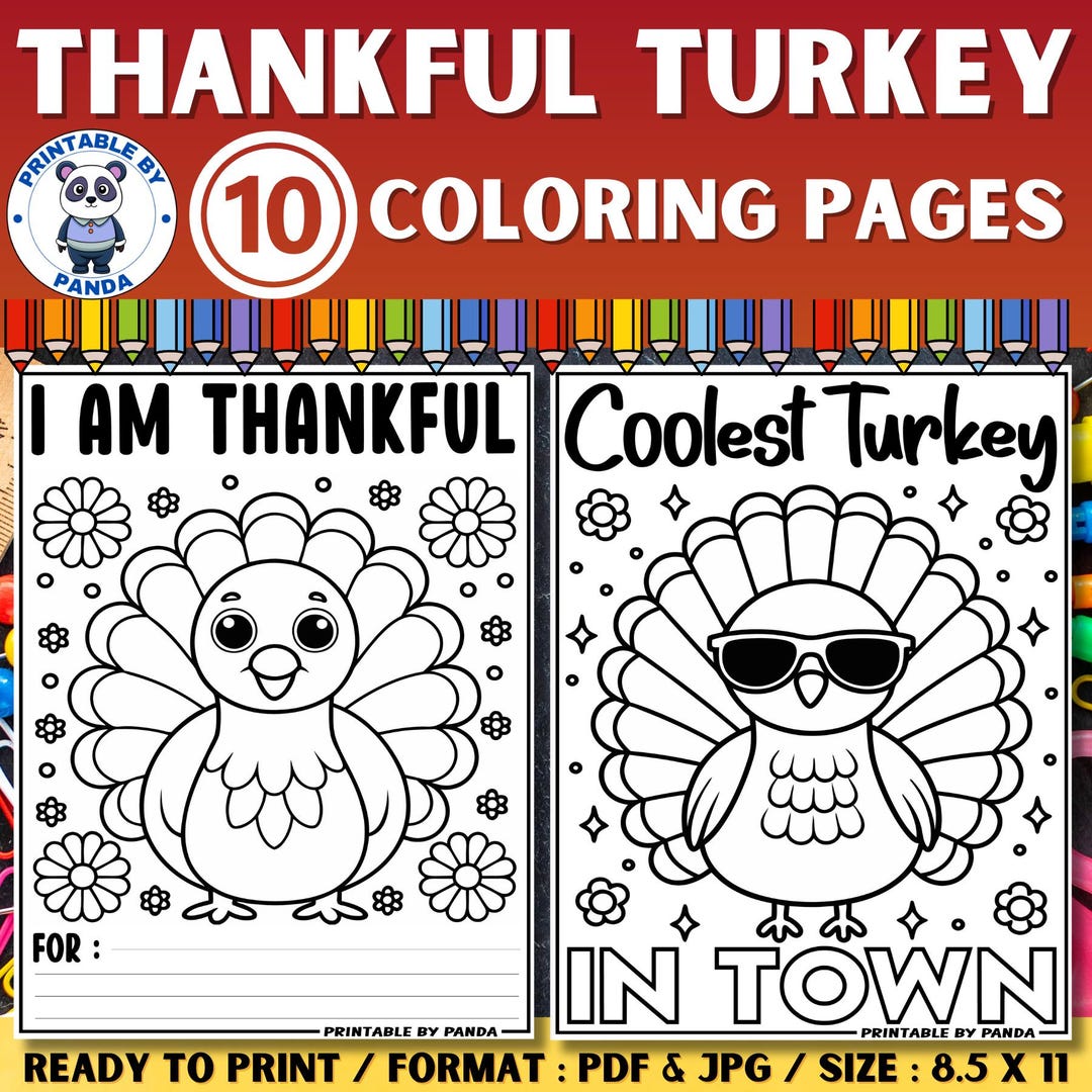 Turkey Thanksgiving Coloring Pages: Gratitude Activities (PDF & JPG) - Etsy