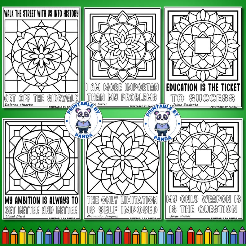 Hispanic Heritage Month Mandala Coloring Pages: Inspirational Quotes ...