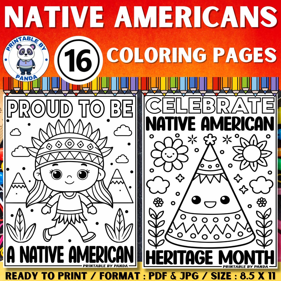 Native Americans Coloring Pages Sheet -native American Heritage Month ...
