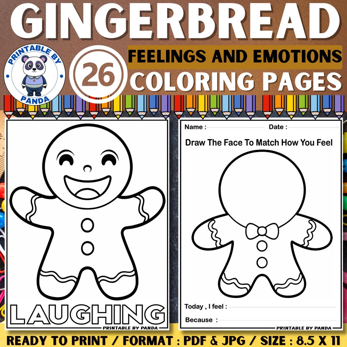 Gingerbread Man Emotions Coloring Pages: Winter Activities (PDF & JPG ...