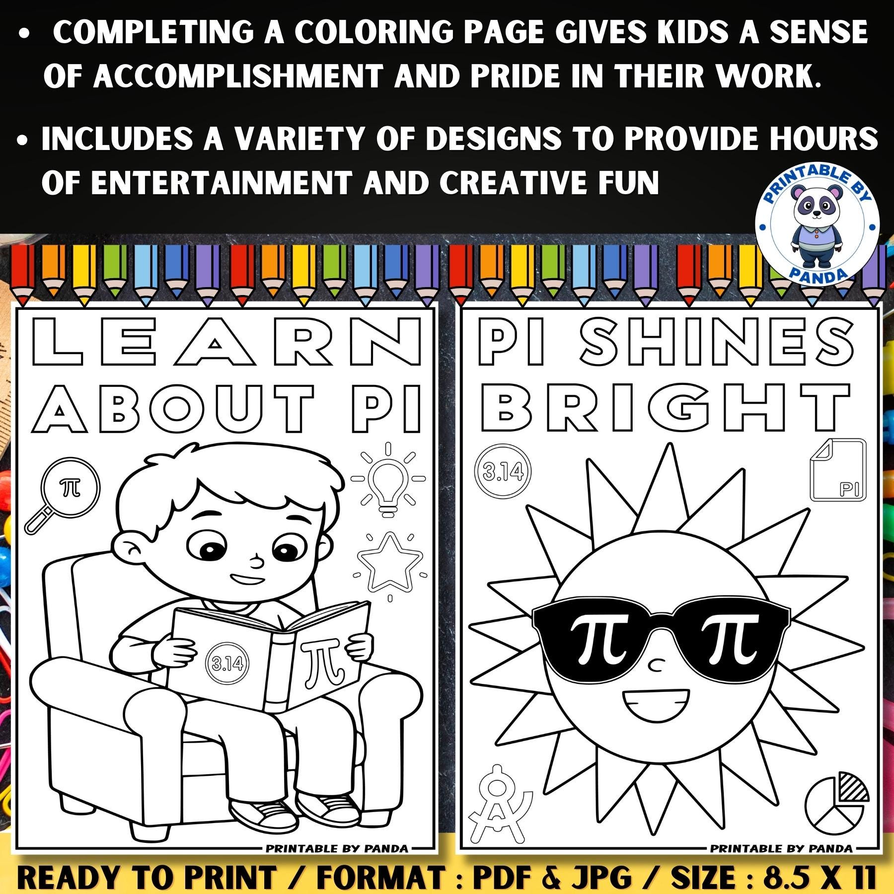 Pi Day Coloring Pages: Math Activity for Kids (digital Download) - Etsy
