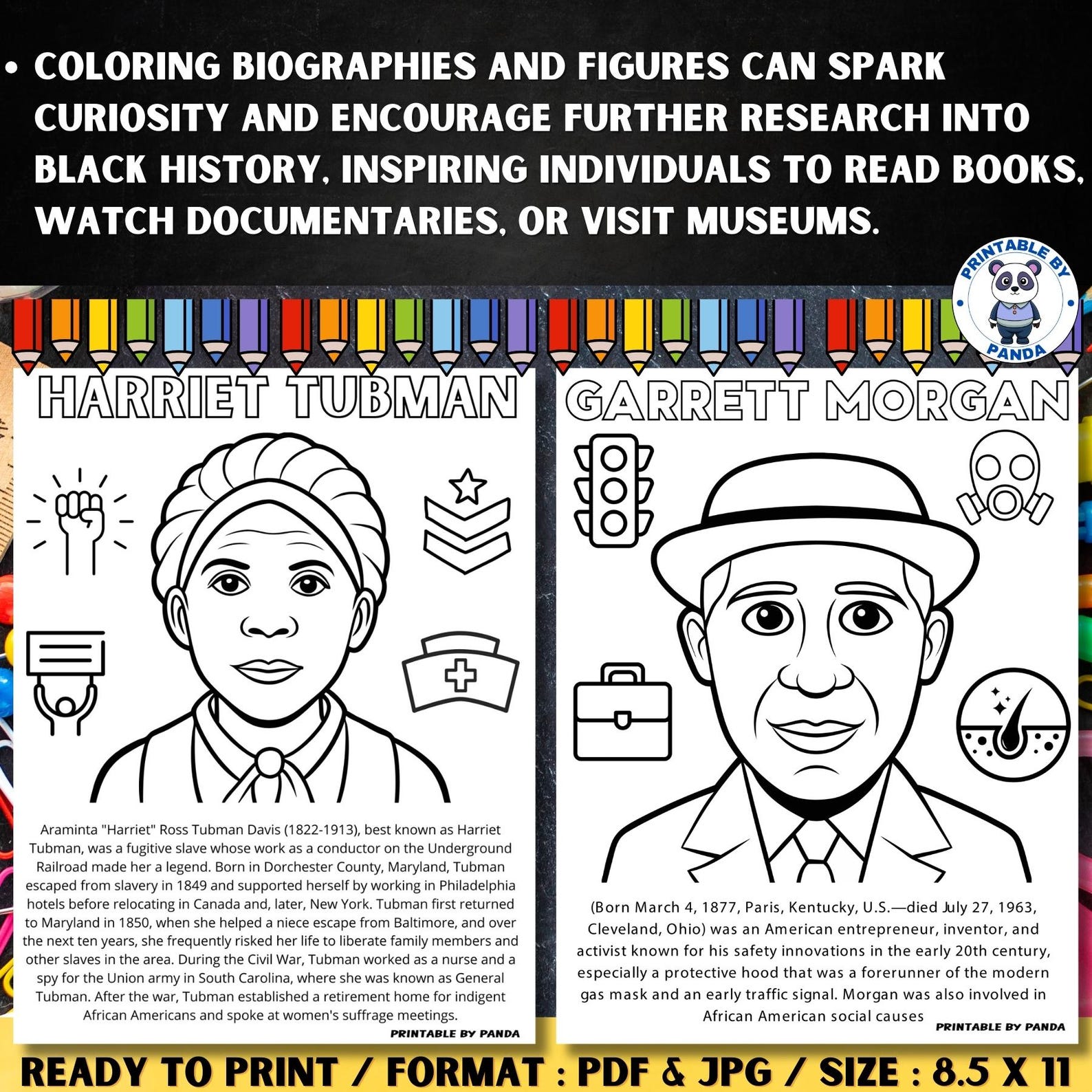 Black History Month Biographies Coloring Pages Sheets Activity ...