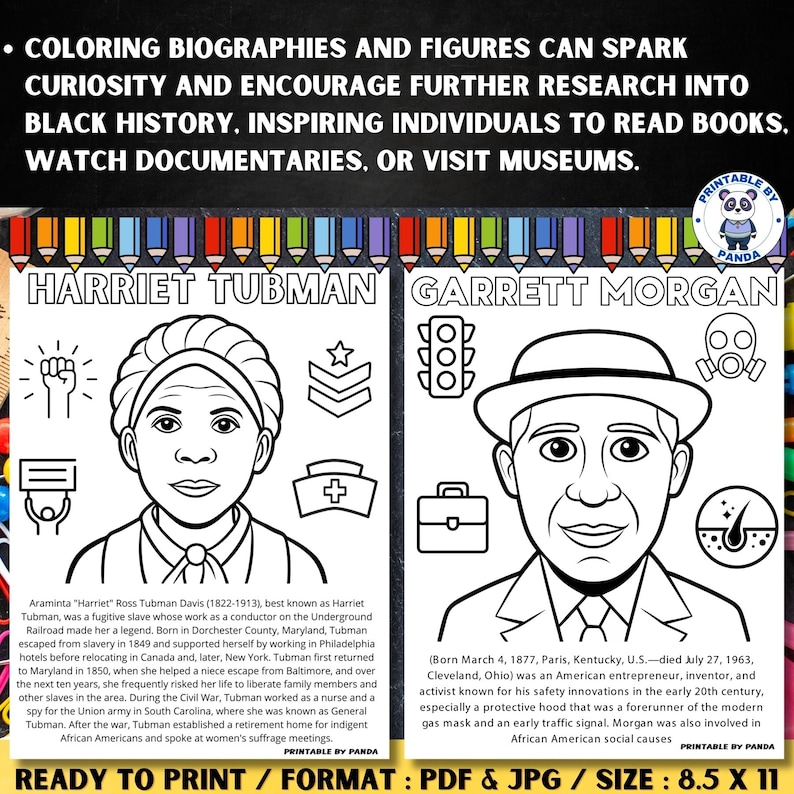 Black History Month Biographies Coloring Pages Sheets Activity ...