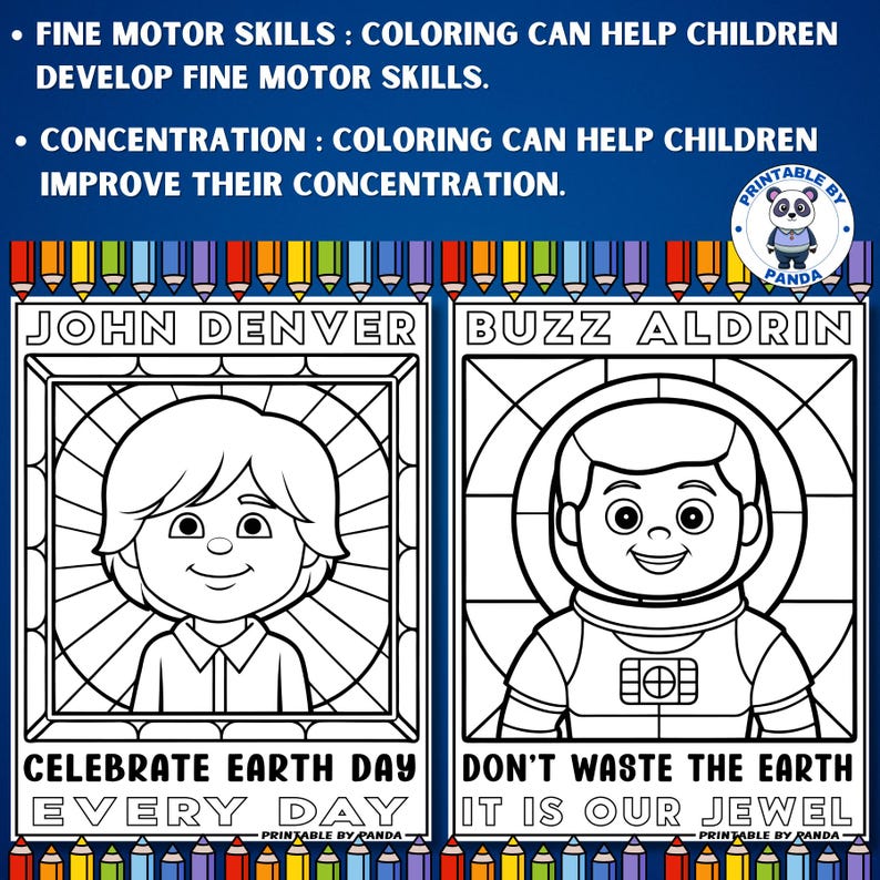 Earth Day Coloring Pages: Famous Figures, Inspiring Quotes (PDF & JPG ...