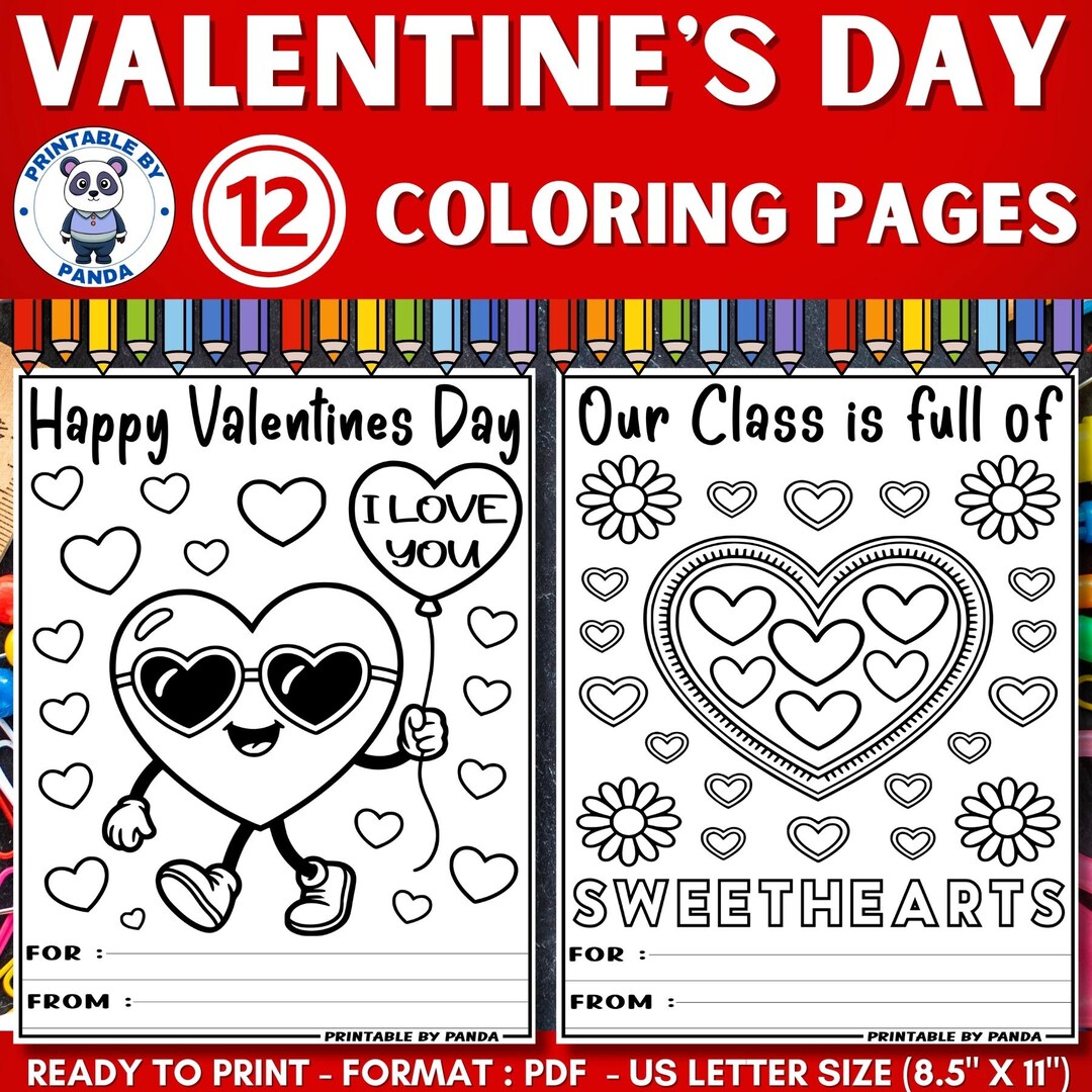 Heart Valentines Day Coloring Pages Sheets Cards Printable Activities ...
