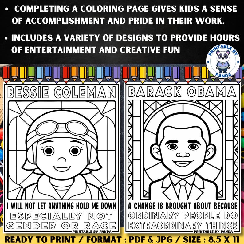Black History Month Coloring Pages: 30 Leader Quote Sheets (PDF & JPG ...