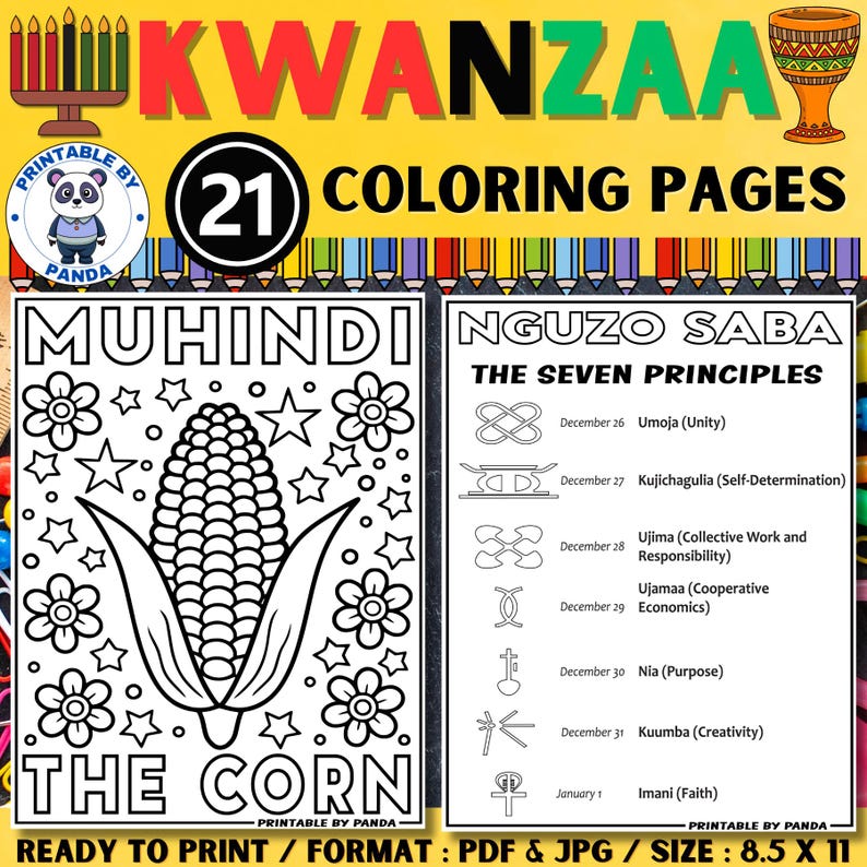 Kwanzaa Coloring Pages , Kwanzaa Coloring Sheets Card Poster for Kids ...