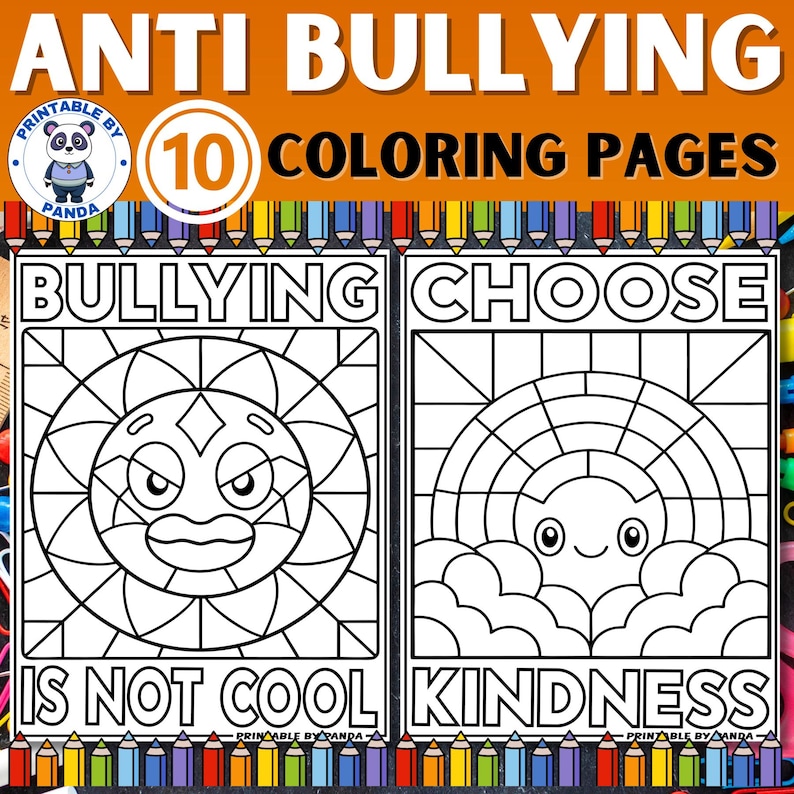 Anti Bullying Day Coloring Pages Sheets Printable | Cyber Bullying ...