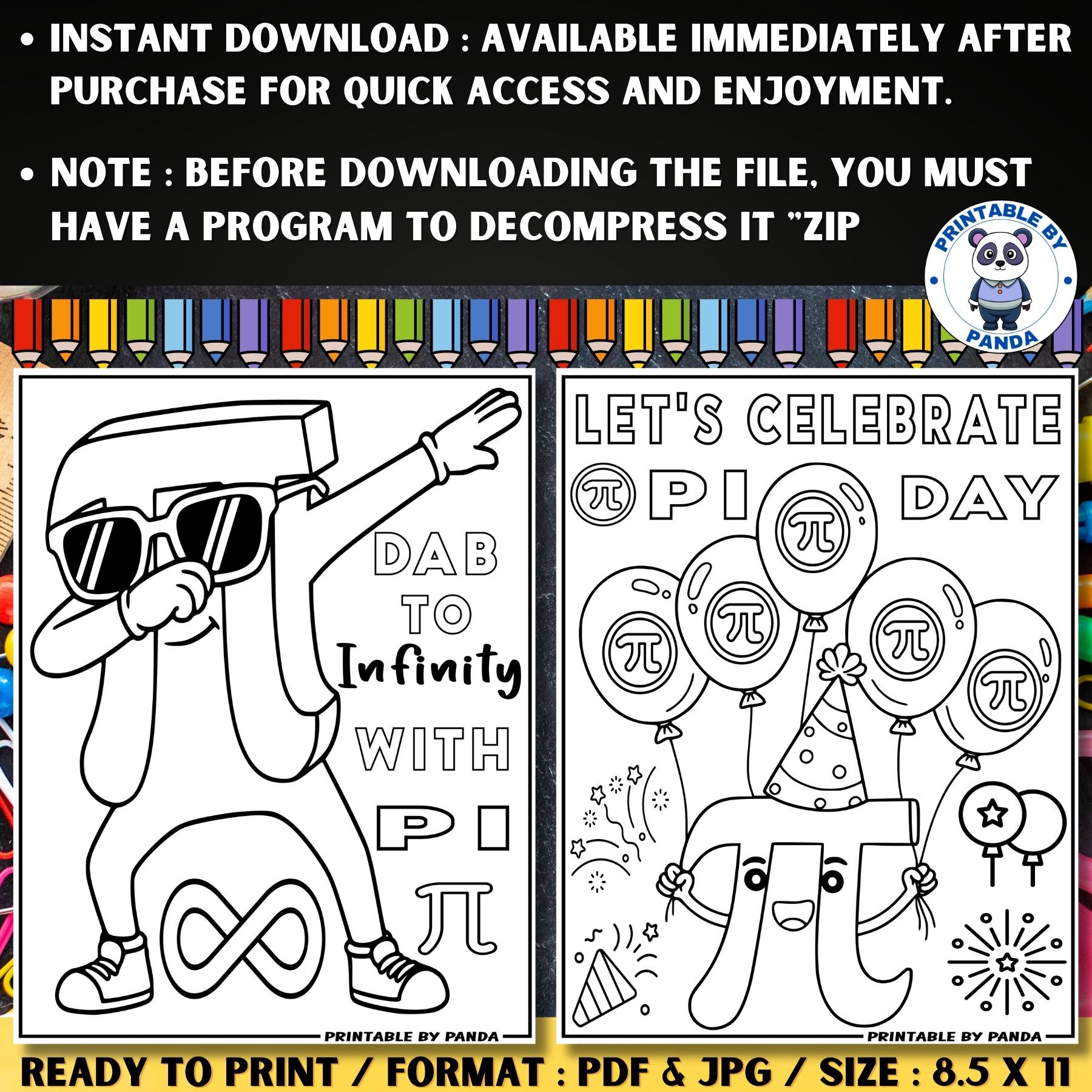 Pi Day Coloring Pages: Math Activity for Kids (digital Download) - Etsy