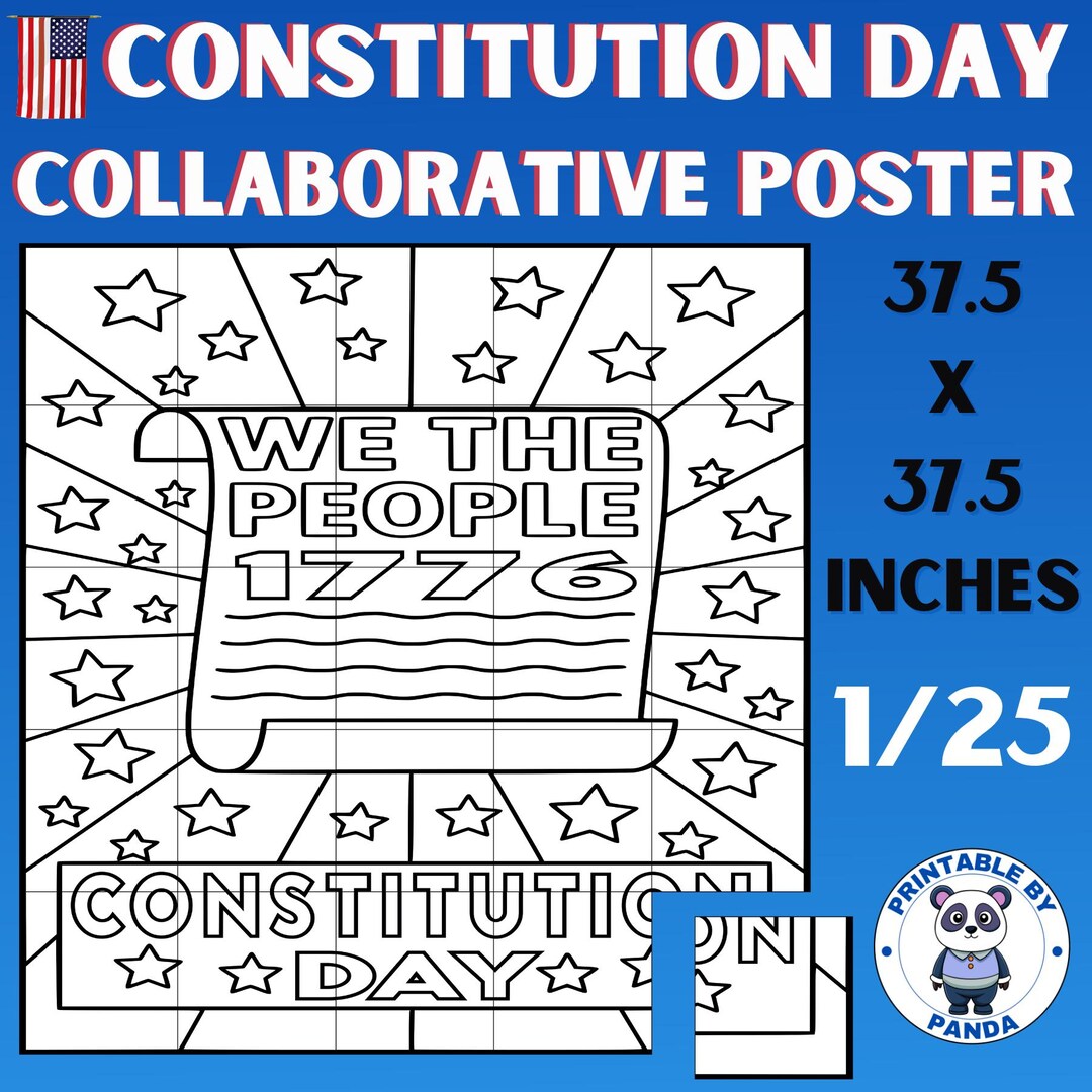 Constitution Day Collaborative Poster: Classroom Decor & Coloring Pages ...