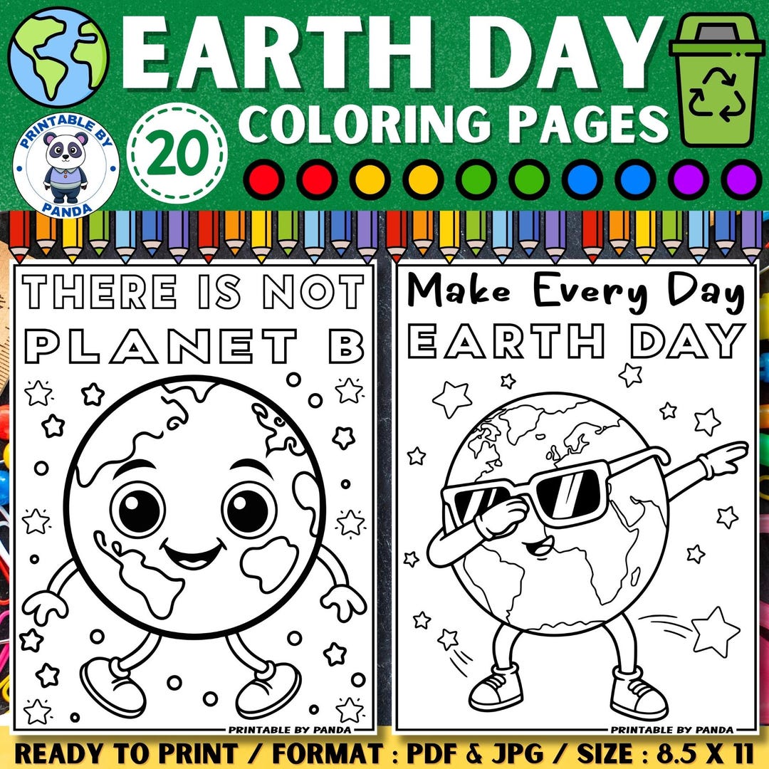 Earth Day Coloring Pages: Recycling Activities for Kids (PDF & JPG) - Etsy