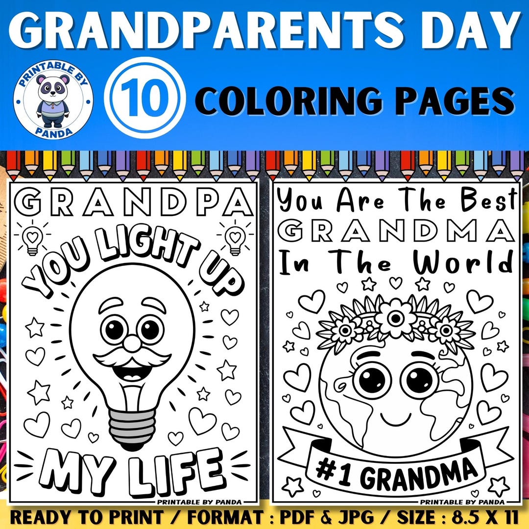 Grandparents Day Coloring Pages: Kids Activity, Card Template (PDF ...
