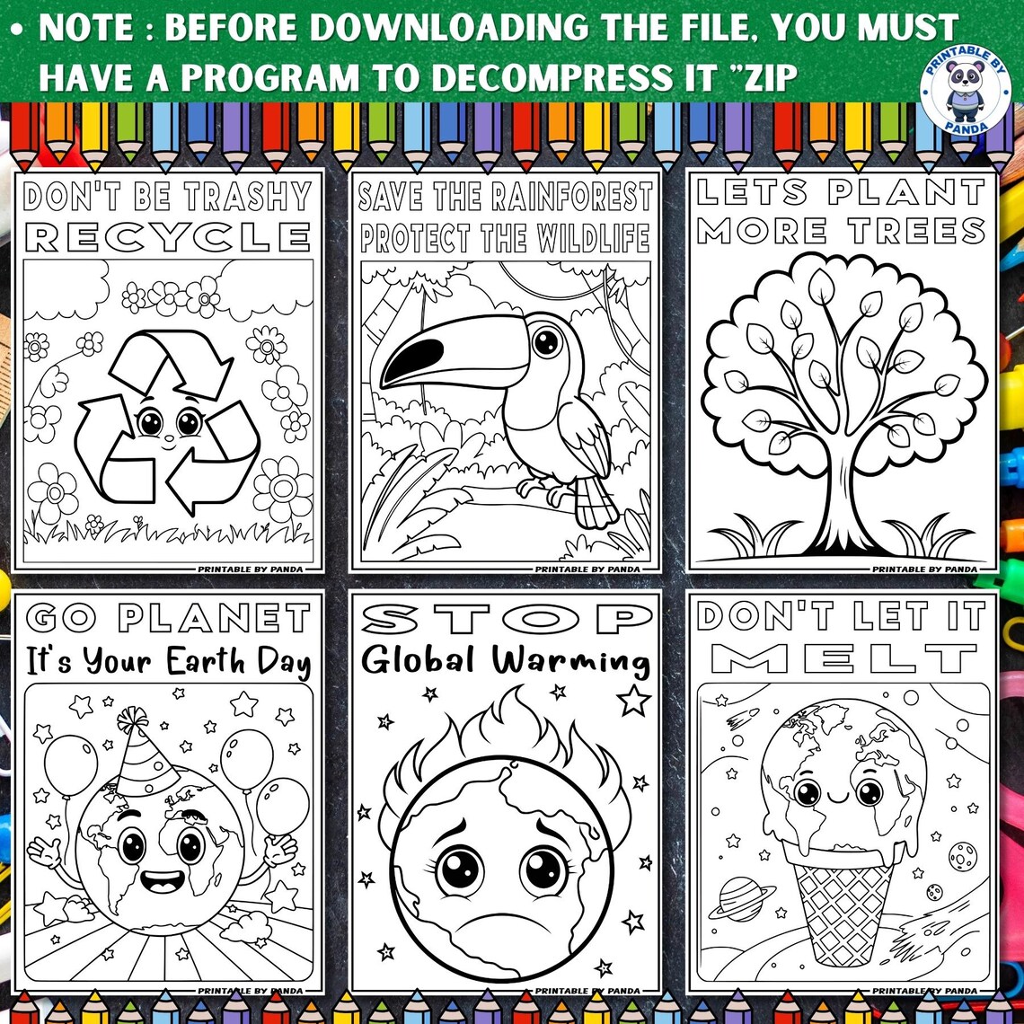 Earth Day Coloring Pages: Recycling Activities for Kids (PDF & JPG) - Etsy