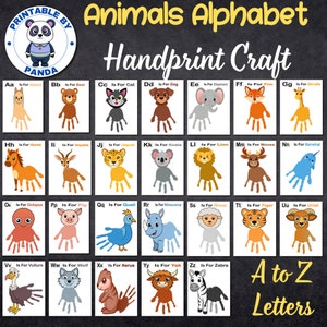 Animal Alphabet A-Z Handprint Book + Cover for Toddler Preschol ...